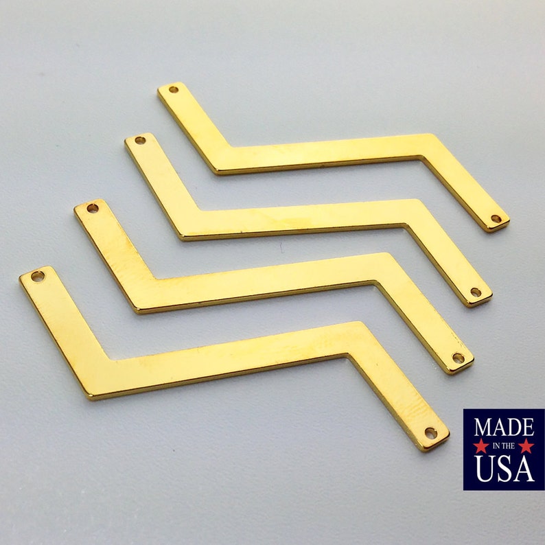 2 Hole Gold Plated Z Shaped Zigzag Connector Pendants (4) Mtl269g - Etsy