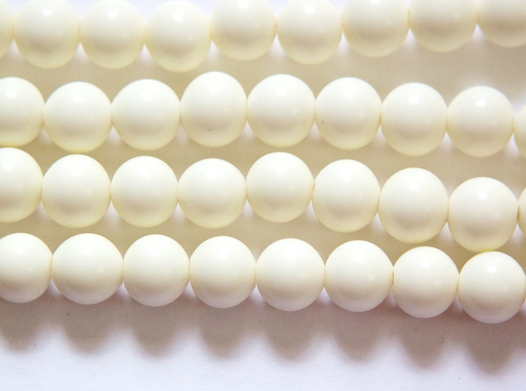 Vintage Opaque Ivory Glass Beads Japan 8- 9mm (6) Jpn005n - Etsy