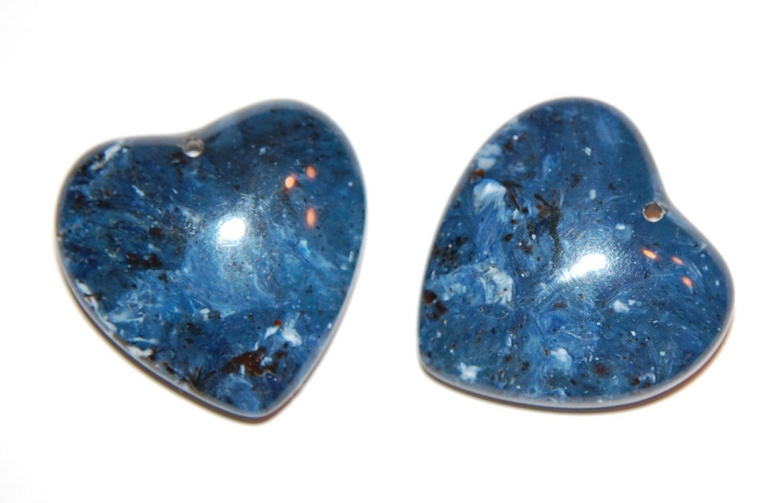 Blue Marbled Vintage Lucite Heart Pendant Pnd091d - Etsy
