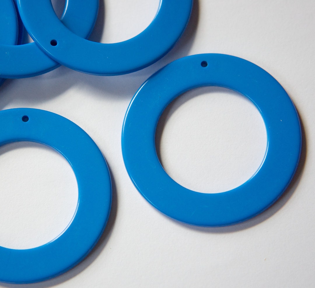 Large Vintage Blue Plastic Hoops Pendants 6 Hps050d - Etsy