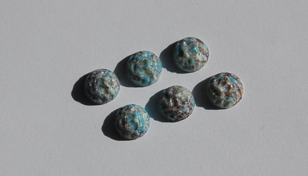 Vintage Bumpy Turquoise Matrix Glass Cabochon 10mm Cab813f - Etsy