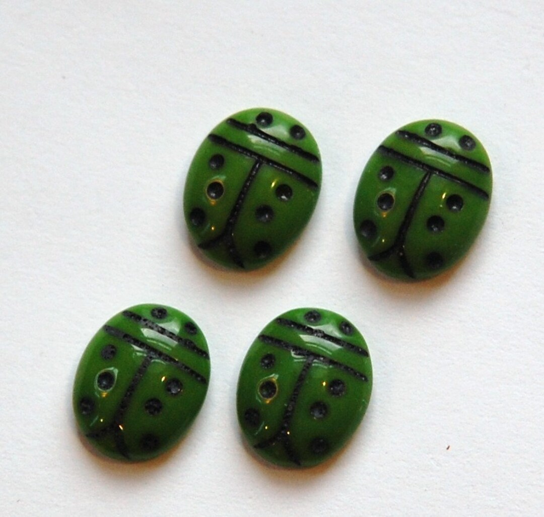 Opaque Green and Black Glass Lady Bug Cabochons 4 Cab781s - Etsy