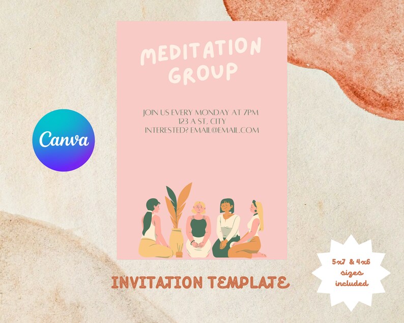 Editable Meditation Group Invitation, Personalized Meditation Invite ...