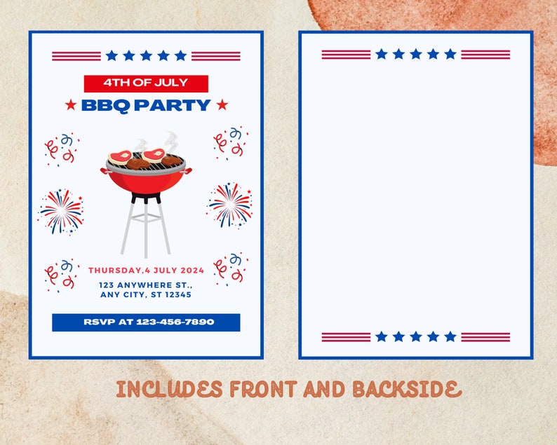 Editable 4th of July BBQ Invitation, Personalized BBQ Invite, Instant ...