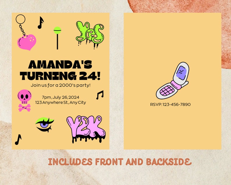 Editable Y2K Birthday Party Invitation, Personalized Birthday Invite ...