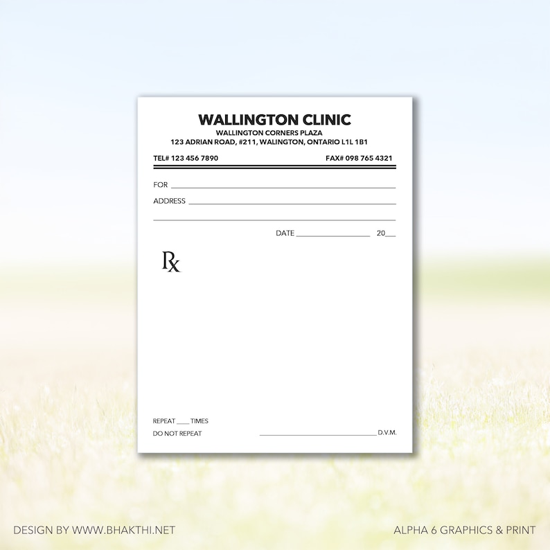 Prescription Pad Template - Typable PDF @ 5.5" X 4.25" - Etsy