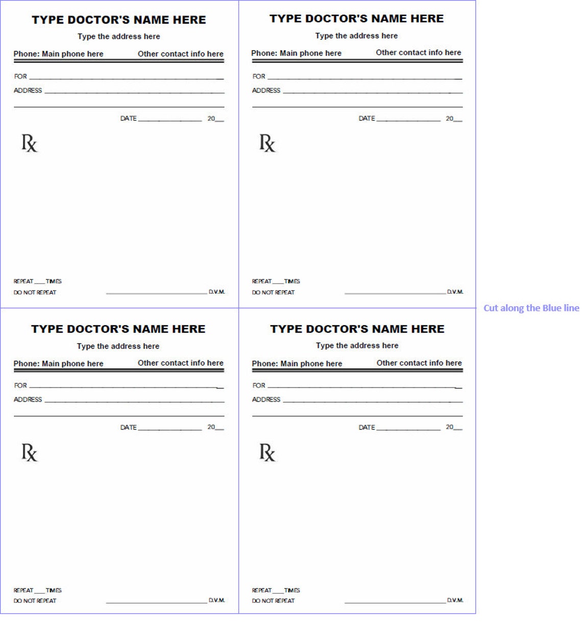 Prescription Pad Template - Typable PDF @ 5.5" X 4.25" - Etsy