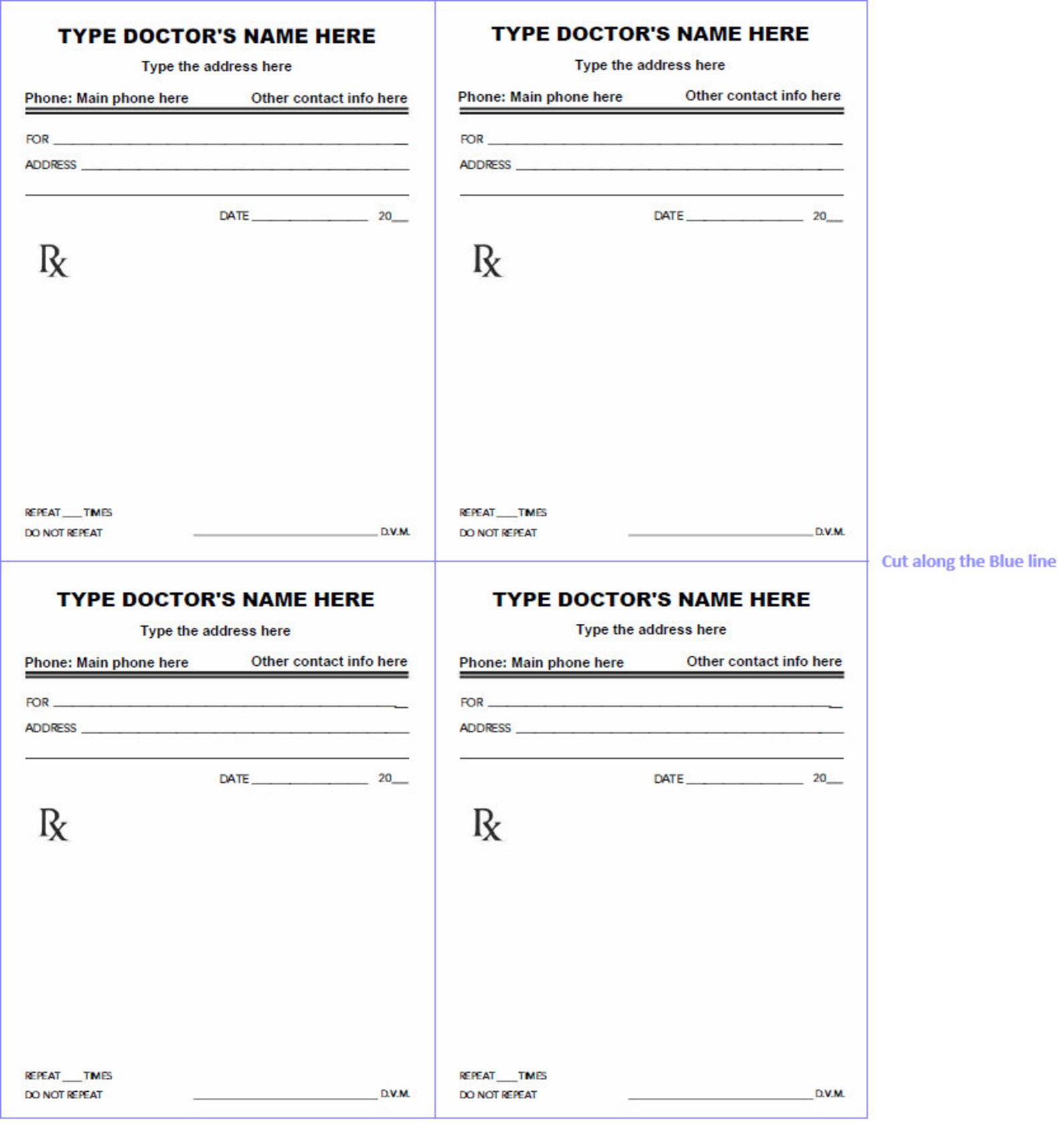 Prescription Pad Template - Typable PDF @ 5.5" X 4.25" - Etsy
