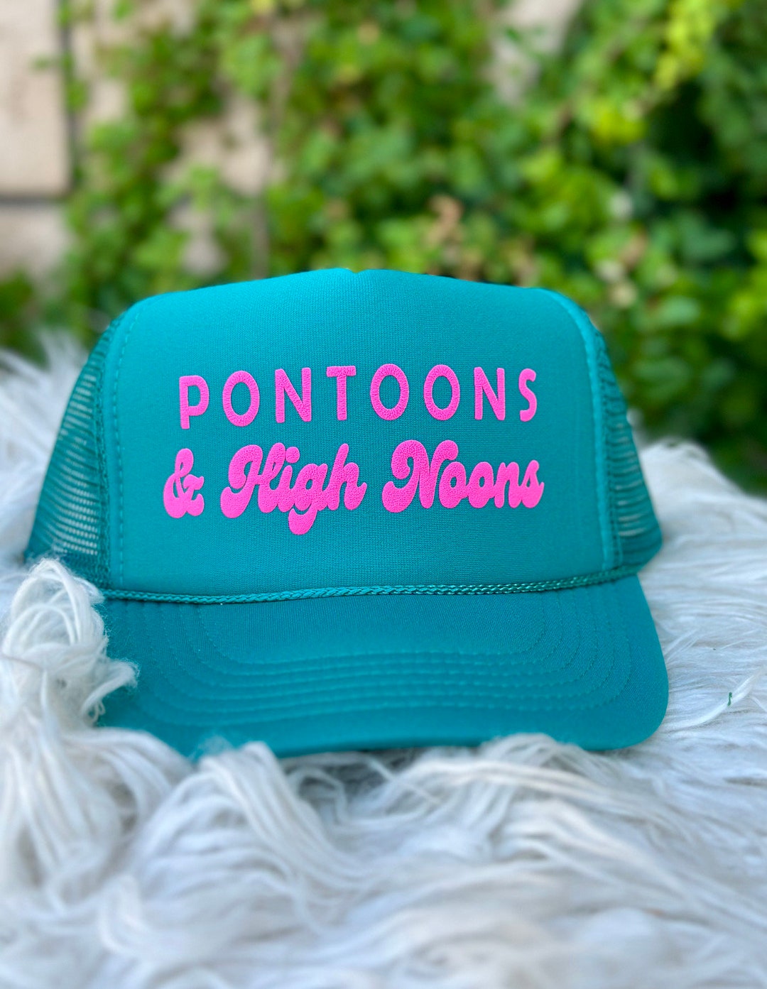 Pontoons and High Noons Hat, Neon Trucker Hat, Lake Hat, River Hat - Etsy