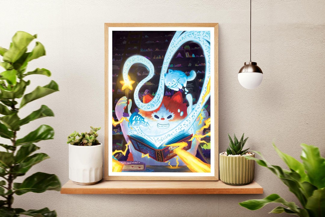 Art Print - the Wizard Cat | Stylized Cute Poster | Hand Drawn Poster ...