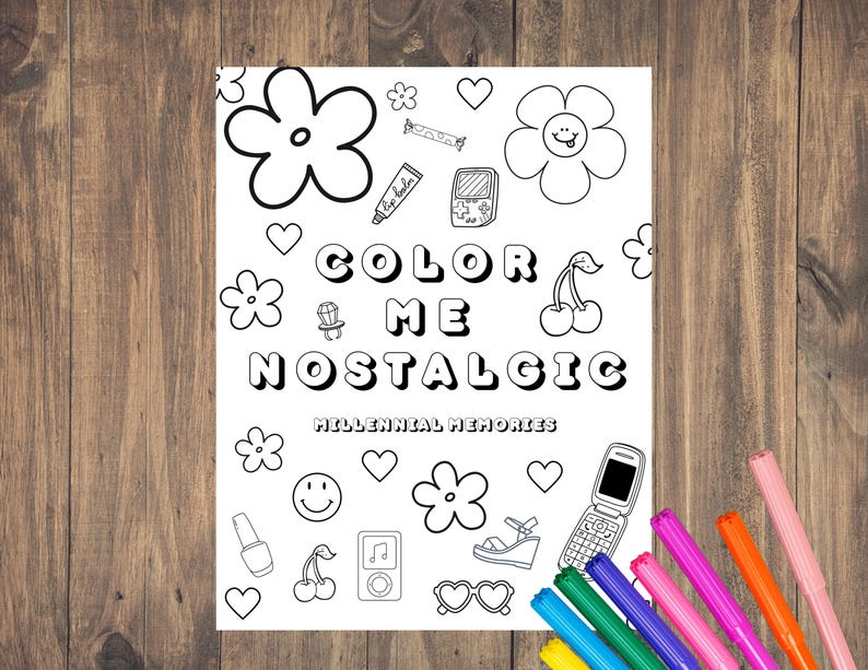 Color Me Nostalgic | Millennial Memories Coloring Book | 1990s 2000s ...