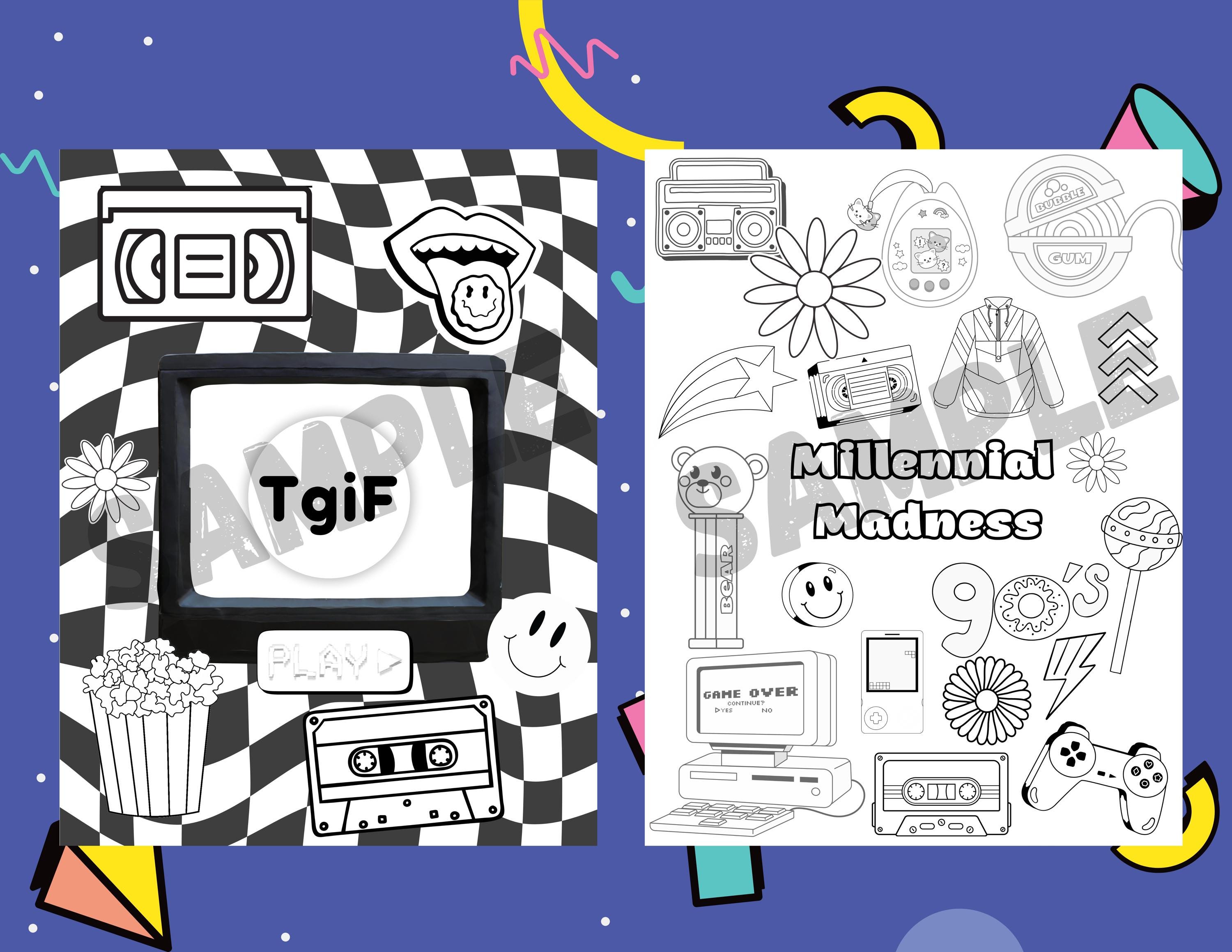 Color Me Nostalgic | Millennial Memories Coloring Book | 1990s 2000s ...