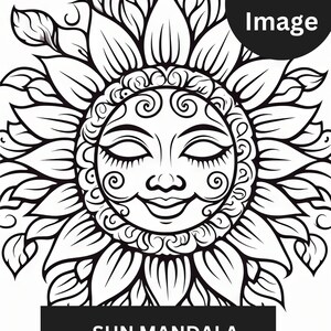 Coloring Page SINGLE IMAGE Sunflower Mandala Mindfulness Relaxing ...