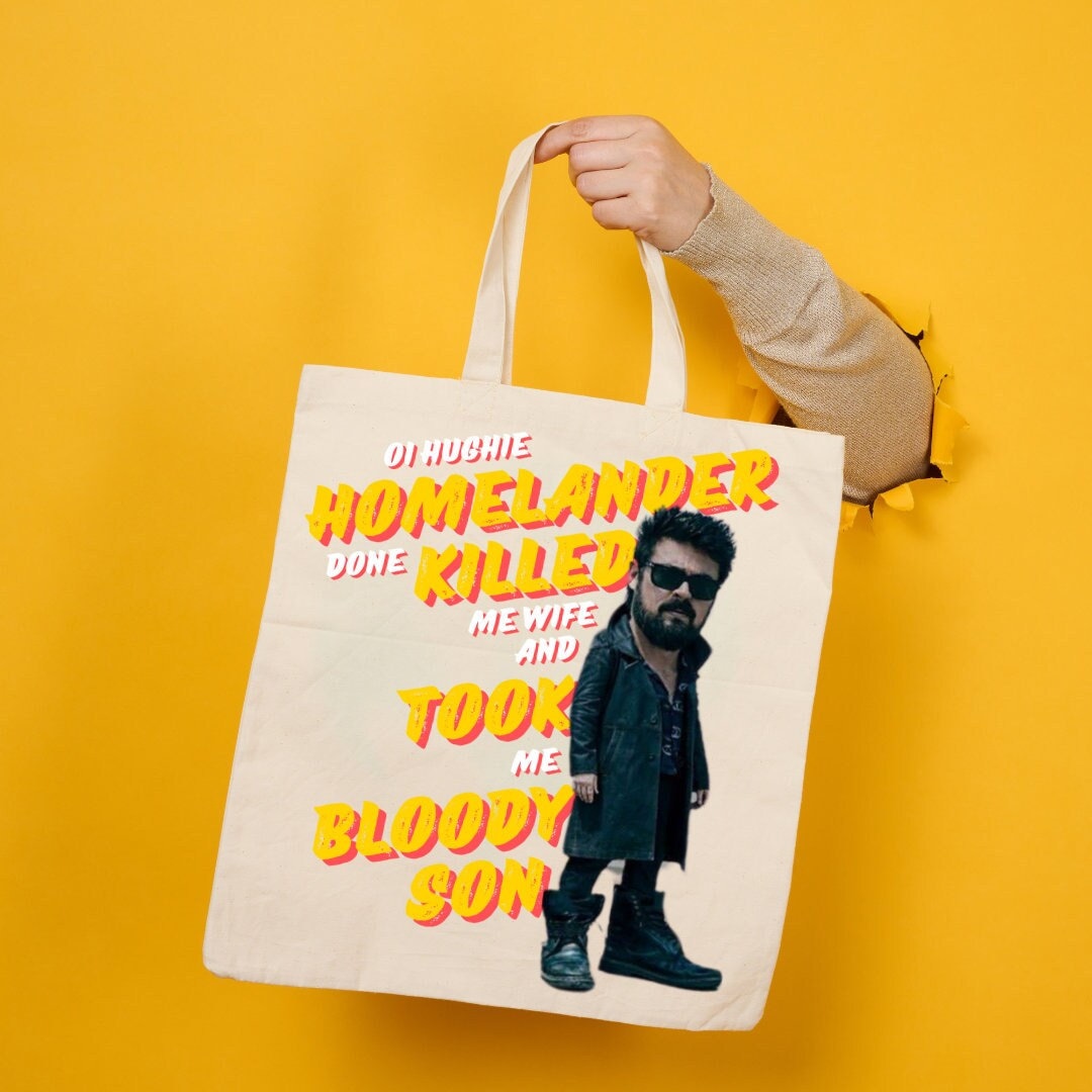 Mini Butcher the Boys TV Show Graphic Tote Bag Natural Canvas Oi Hughey ...