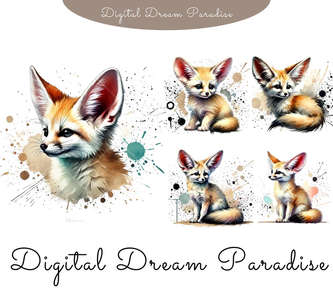 High Quality Desert Fox (fennec) Clipart Bundle With Transparent ...