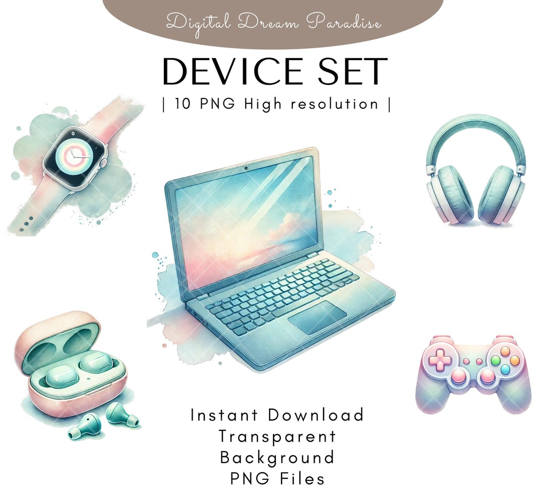 Tech Device Clipart Bundle With Transparent Backgrounds | 10 High ...