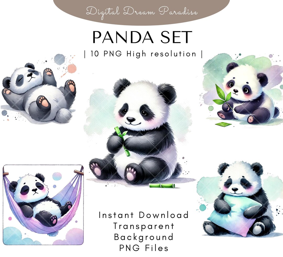 Panda Clipart Bundle With Transparent Backgrounds | 10 High Quality PNG ...