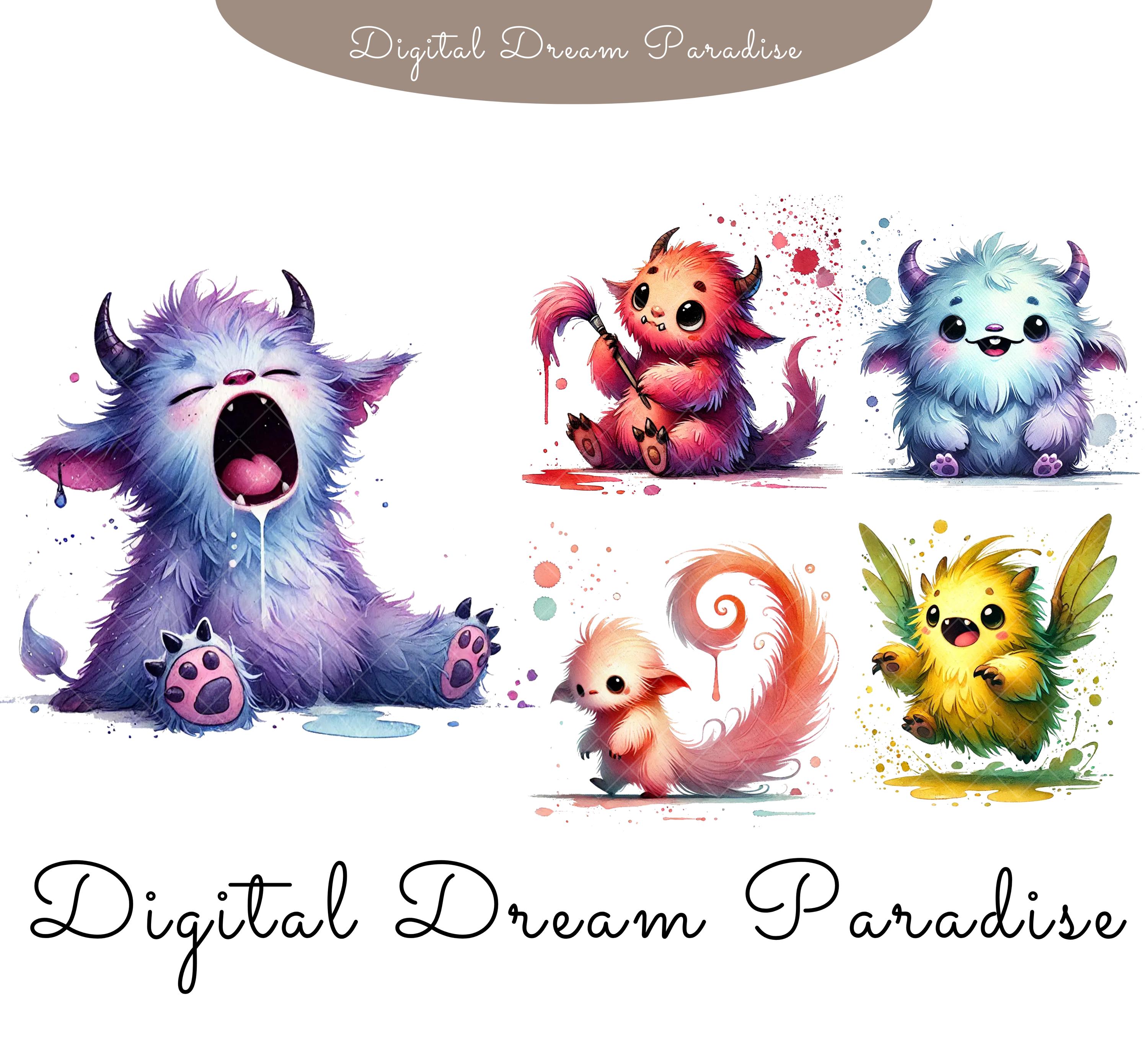 Baby Monster Clipart Bundle With Transparent Backgrounds | 10 High ...