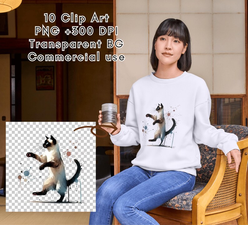 Siamese Cat Clipart Bundle With Transparent Backgrounds | 10 High ...