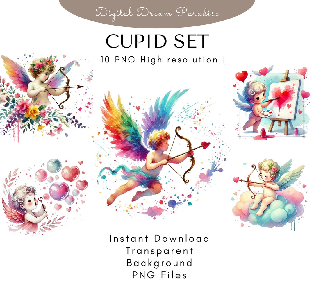 Cupid Clipart Bundle With Transparent Backgrounds | 10 High Quality PNG ...