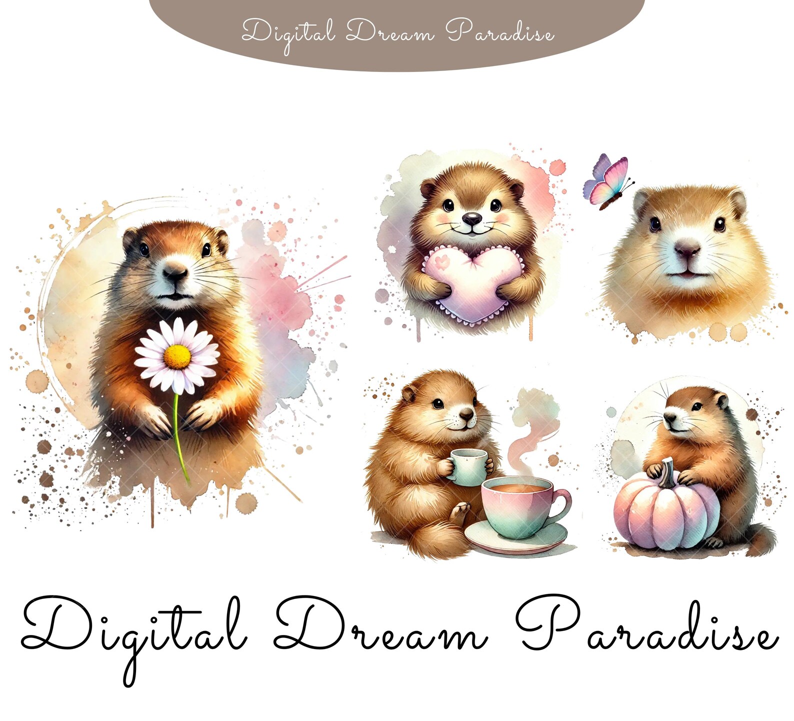 Ground Hog Clipart Bundle Groundhog With Transparent Background | 10 ...