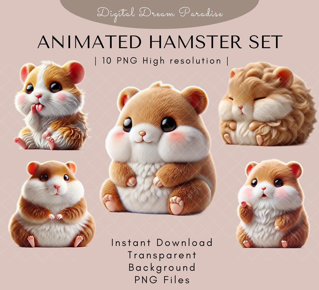 Animated Hamster Clipart Bundle With Transparent Backgrounds | 10 High ...