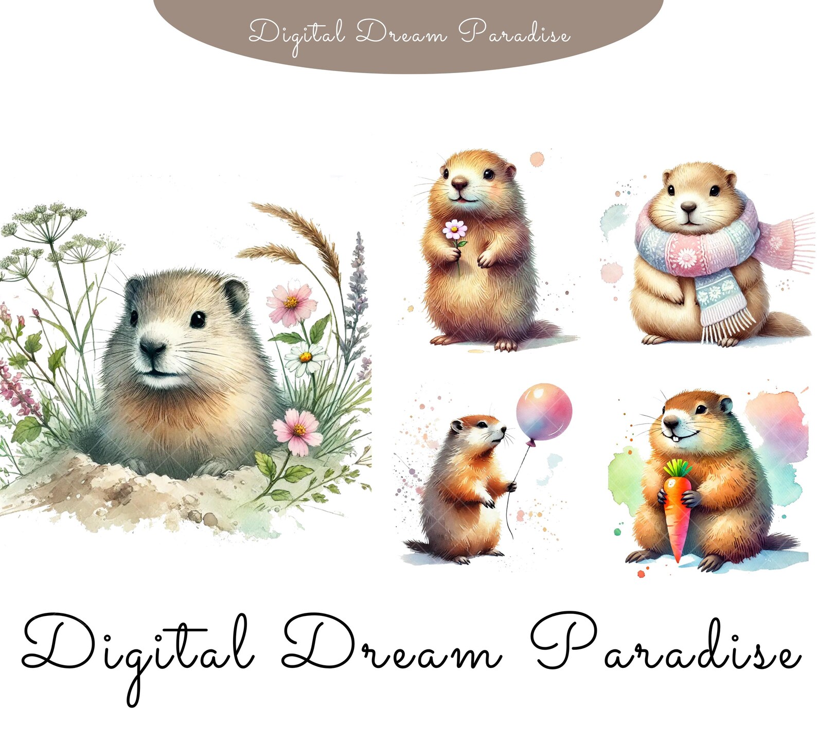 Ground Hog Clipart Bundle Groundhog With Transparent Background | 10 ...