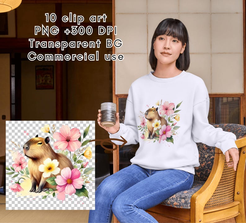 Capybara Clipart Bundle With Transparent Backgrounds | 10 High Quality ...