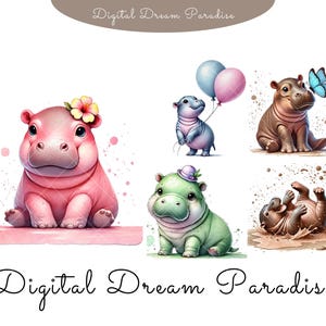 Hippo Clipart Bundle With Transparent Background | 10 High Quality PNG ...