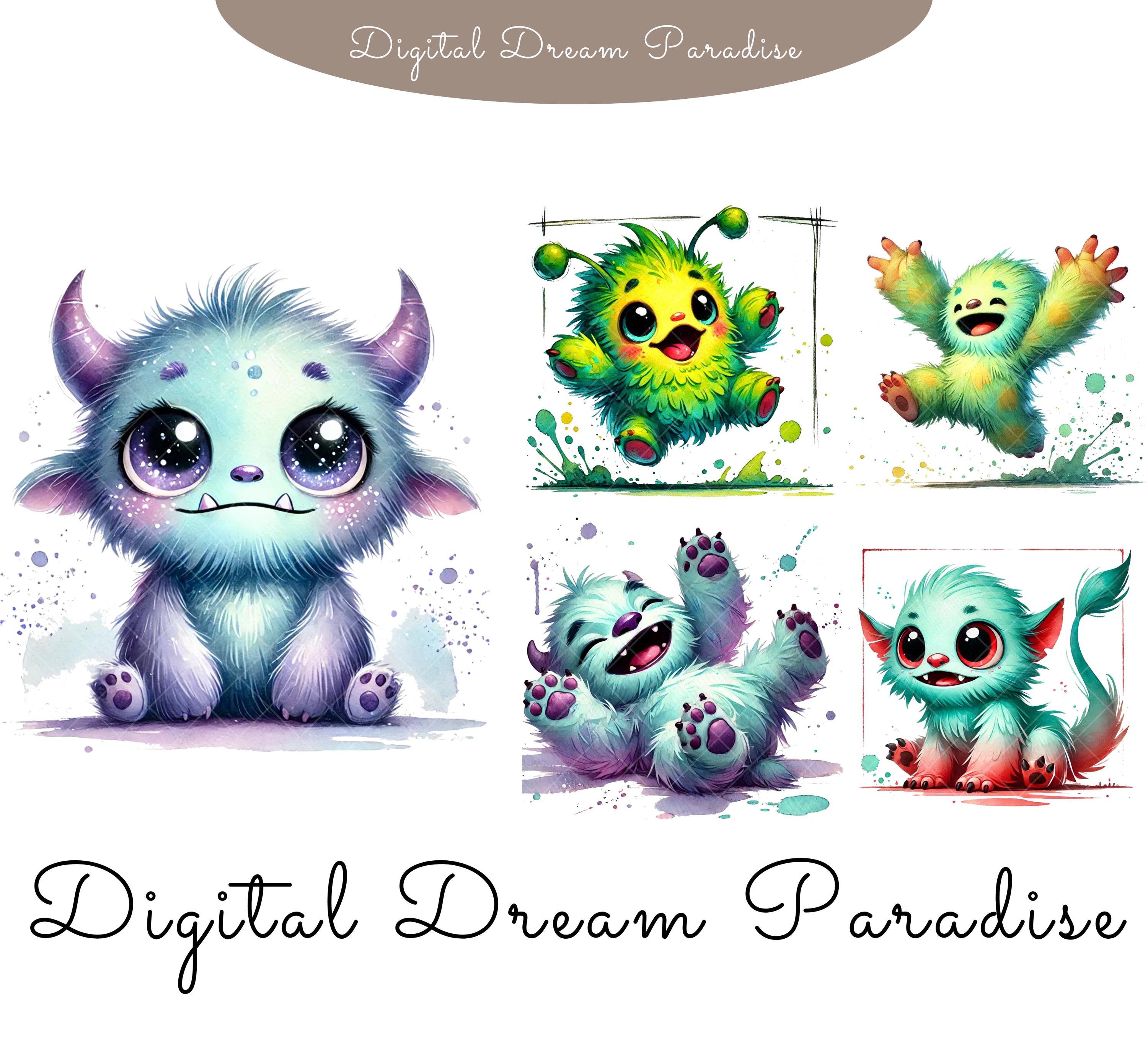 Baby Monster Clipart Bundle With Transparent Backgrounds | 10 High ...