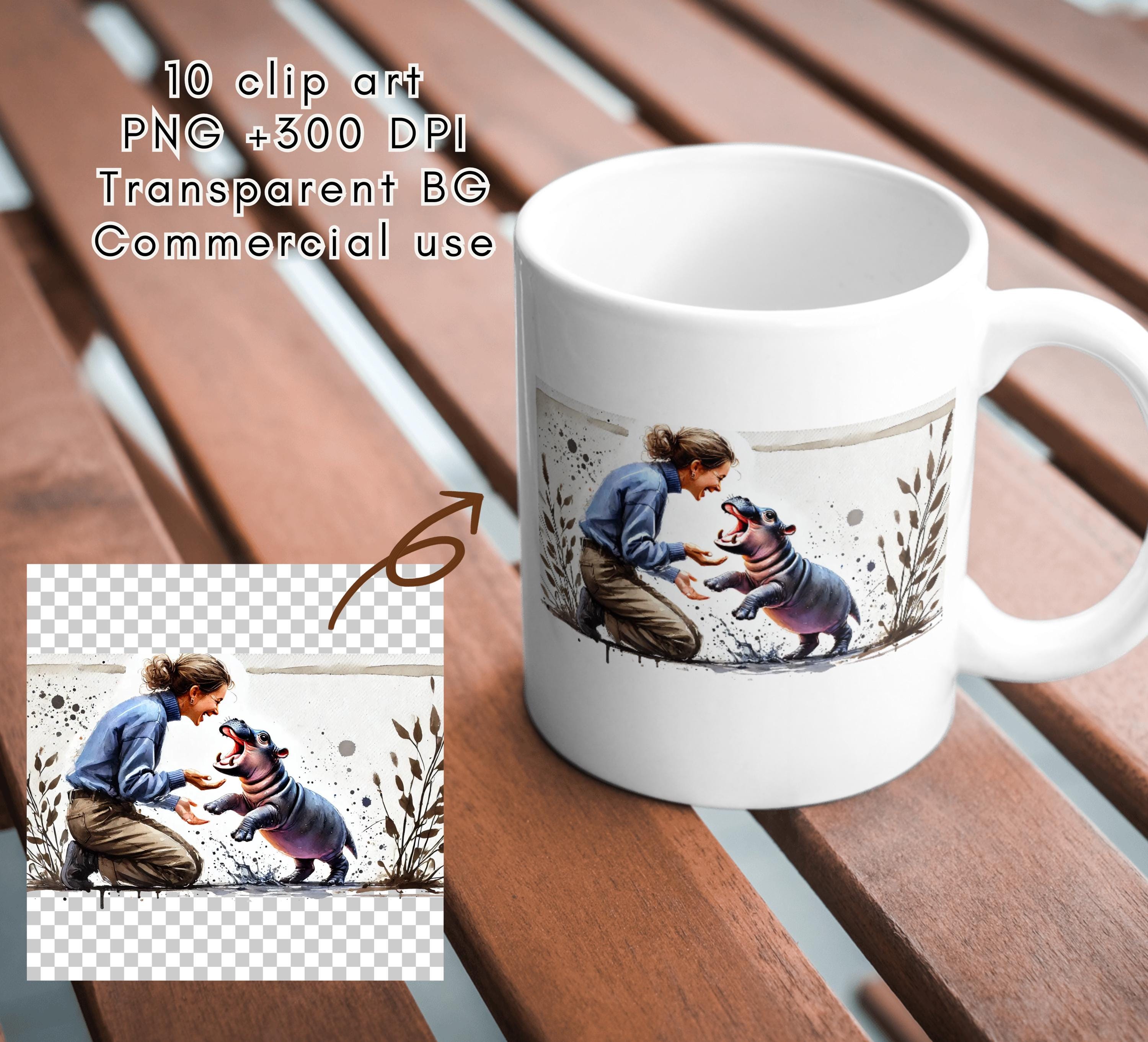 Baby Hippo Clipart Bundle With Transparent Backgrounds | 10 PNG ...