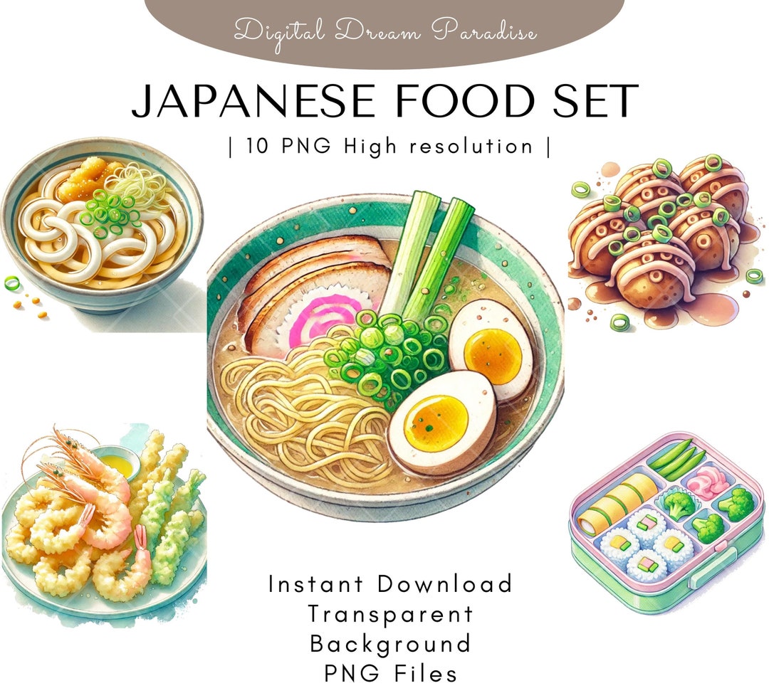 Japanese Food Clipart Bundle With Transparent Backgrounds | 10 High ...