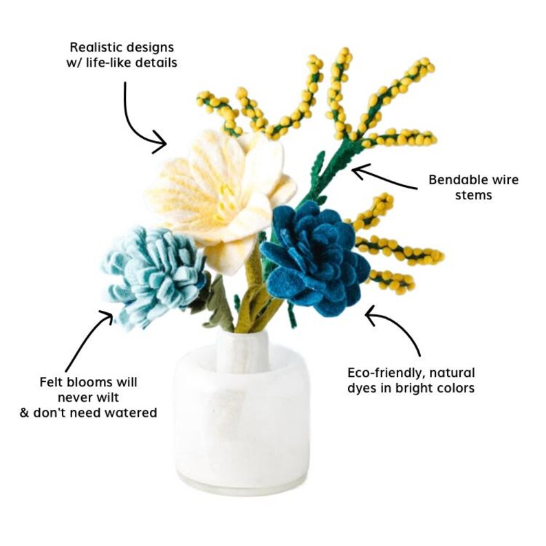 Starry Night Felt Flower Bouquet - Etsy