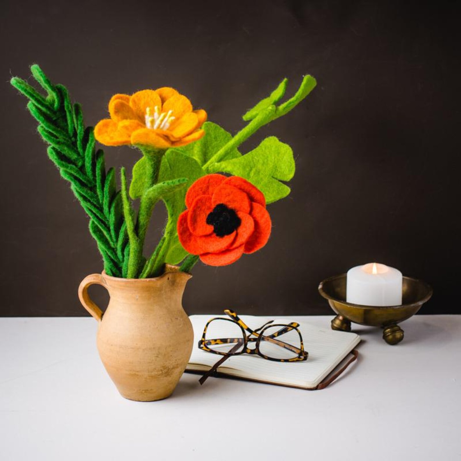 Poppy Glow Felt Flower Bouquet - Etsy