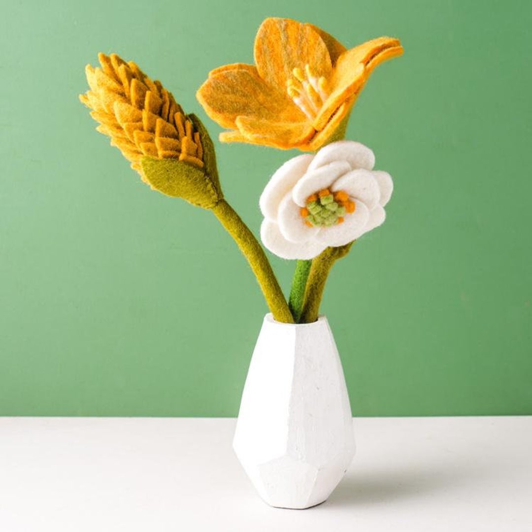 Tangerine Tango Felt Flower Bouquet - Etsy