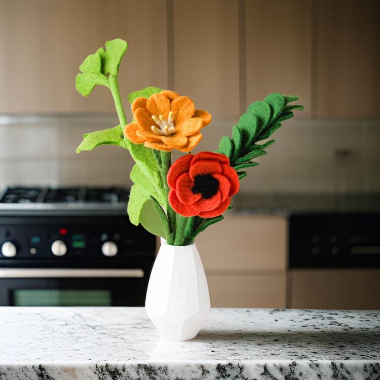 Poppy Glow Felt Flower Bouquet - Etsy