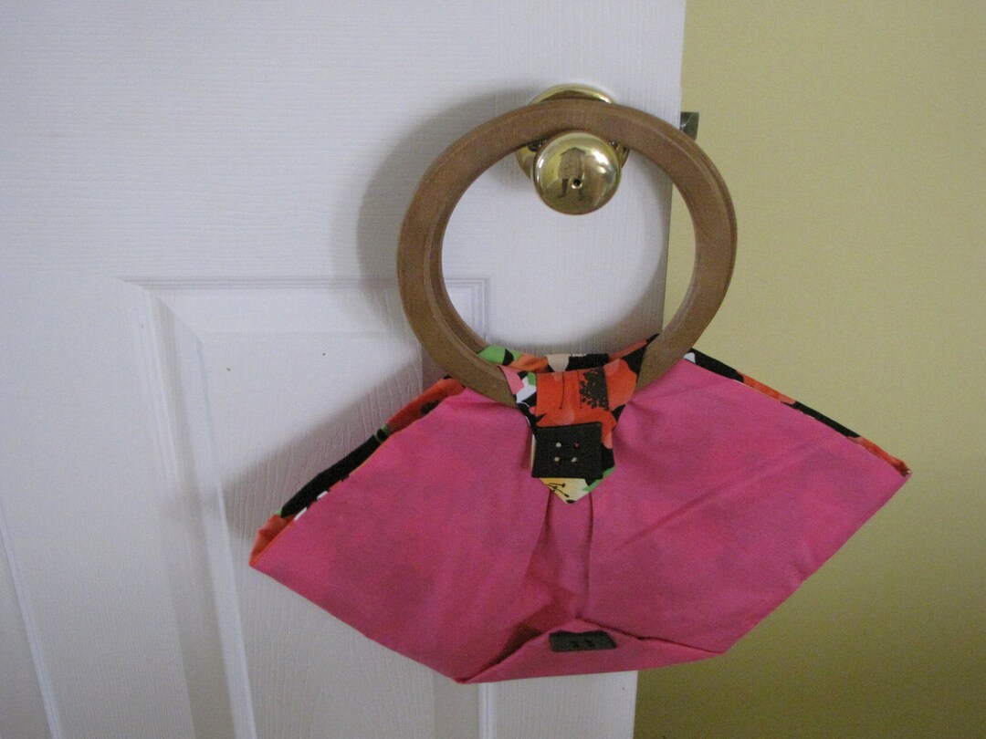 Bold and Beautiful: Hot Pink Triangle Bag With Wooden Handles and ...