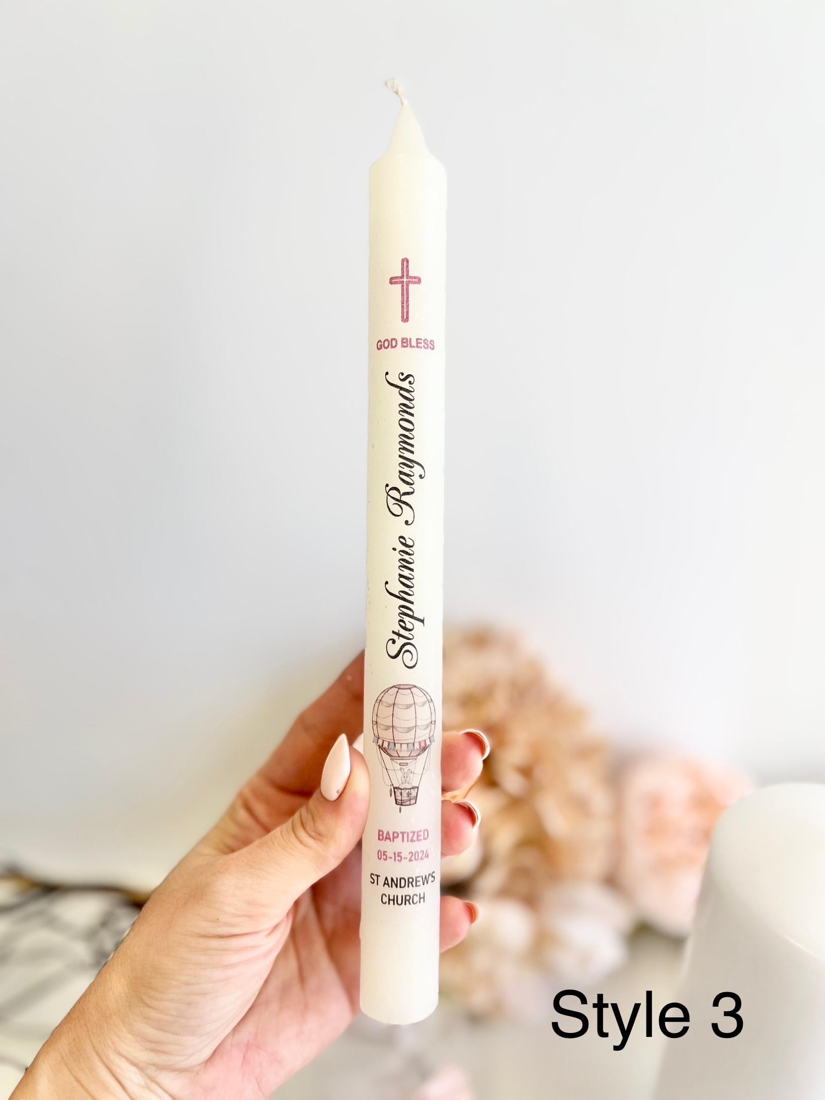 Personalized Baptism Candle, Custom Christening Candle, Floral Baptism ...