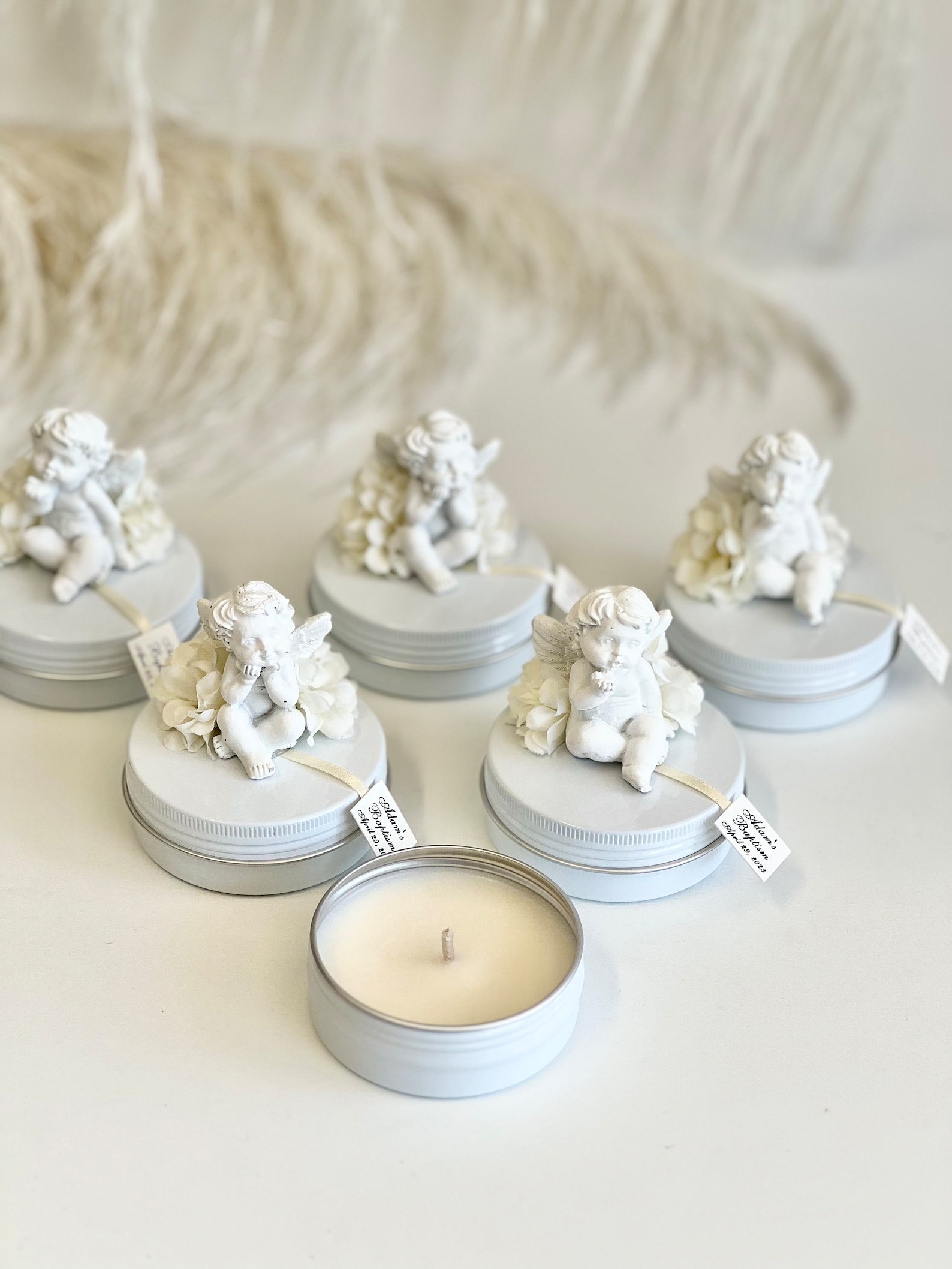 5 Pcs Custom Baptism Candle Favor, Christening Candle, First Communion ...