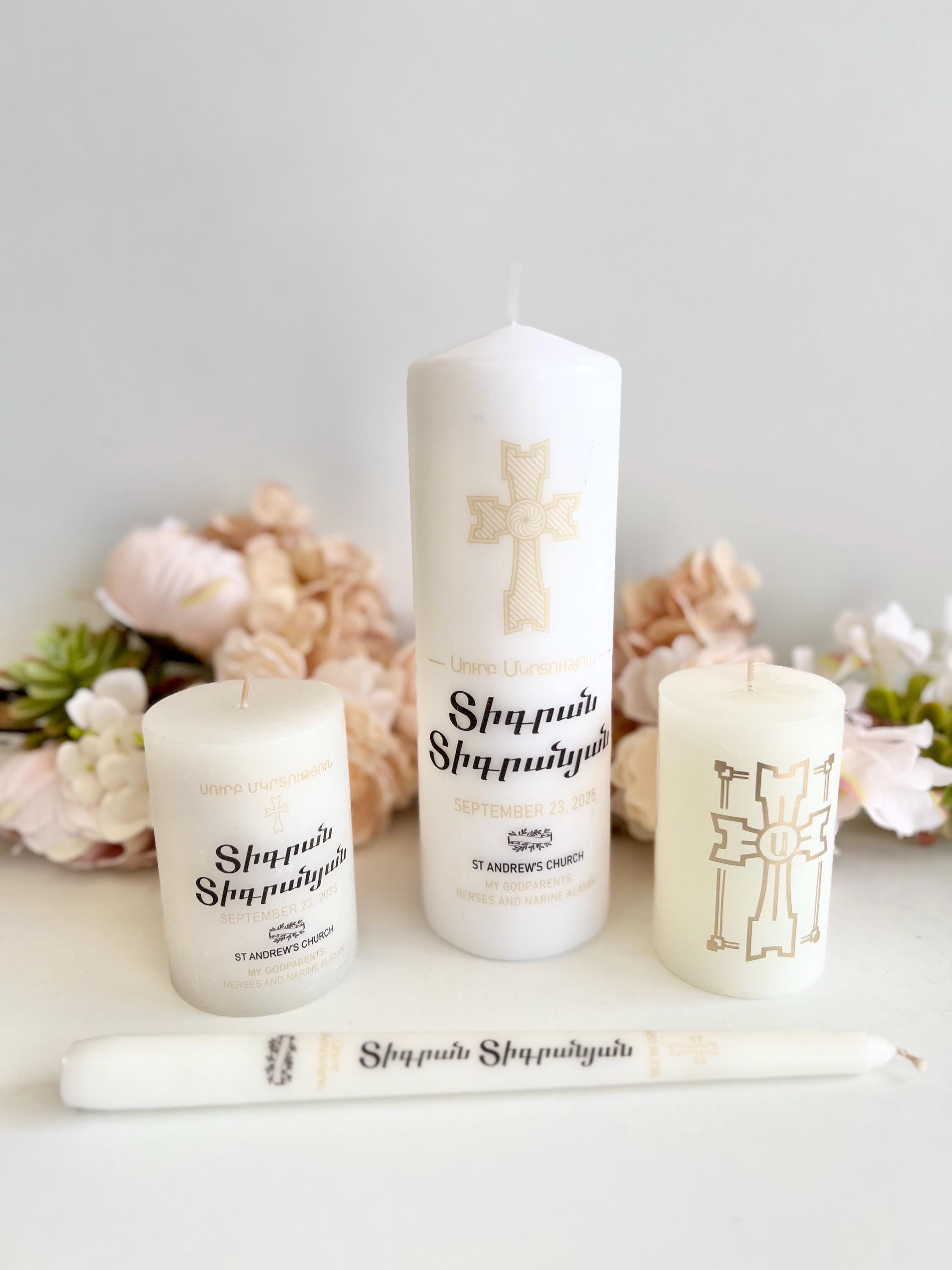 Personalized Baptism Candle, Custom Armenian Christening Candle ...