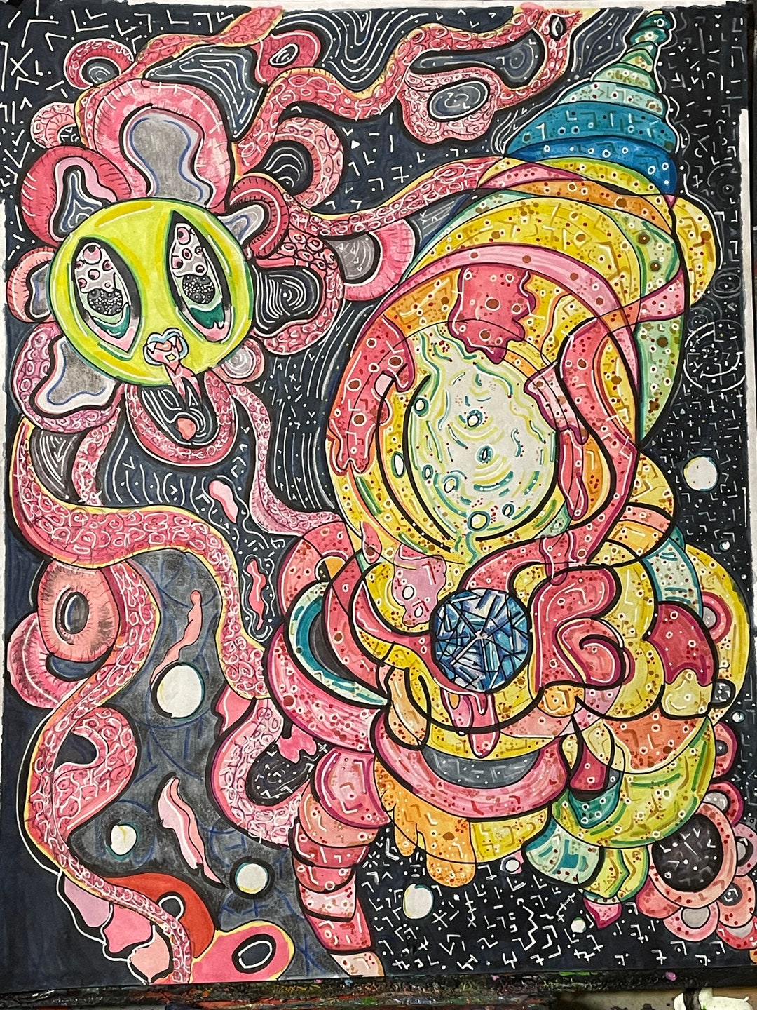 Alien Shell Paper Marker Paintings - Etsy