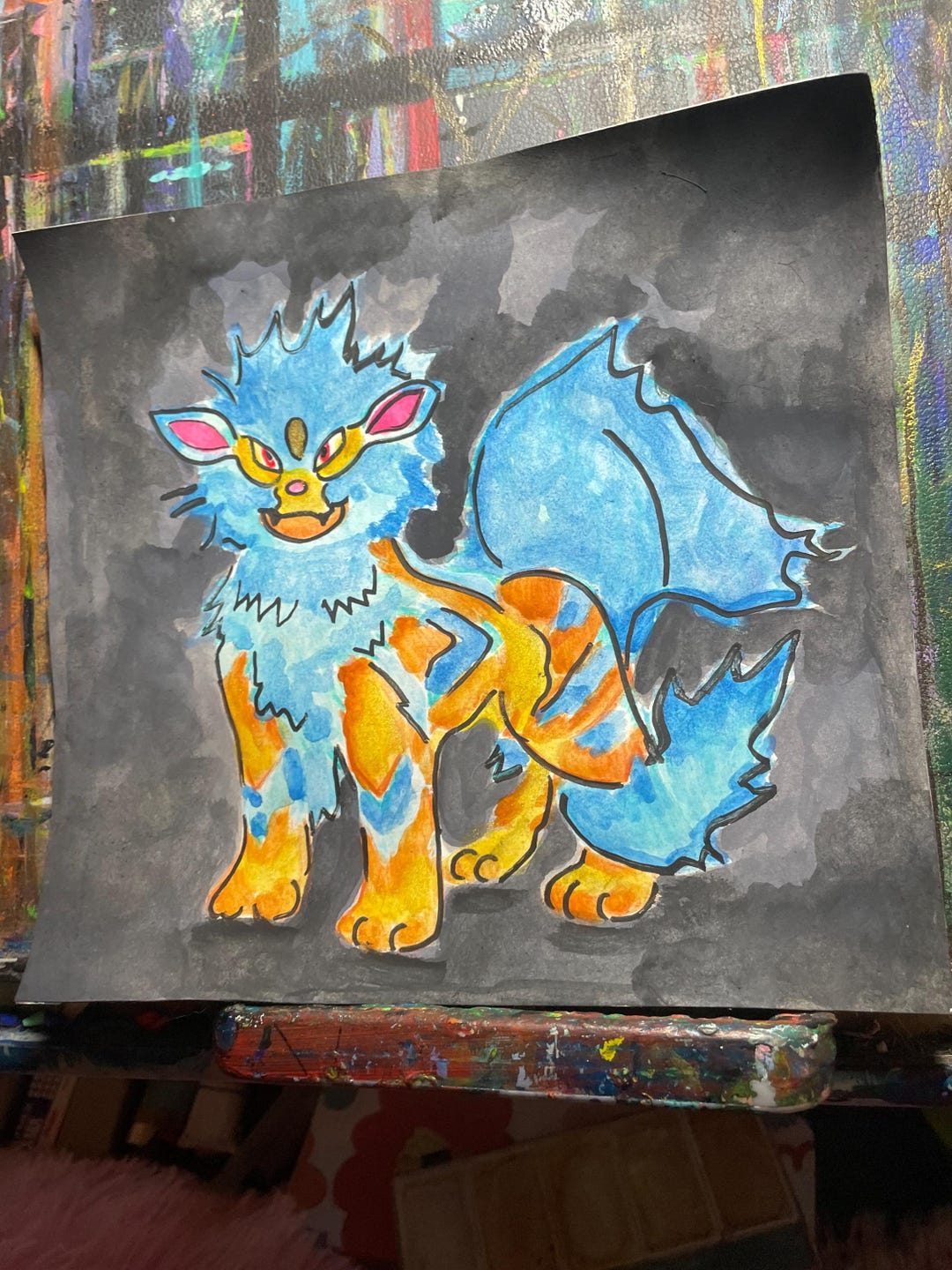 Whimsical Watercolor Pokémon Painting-arcanine & Growlithe - Etsy