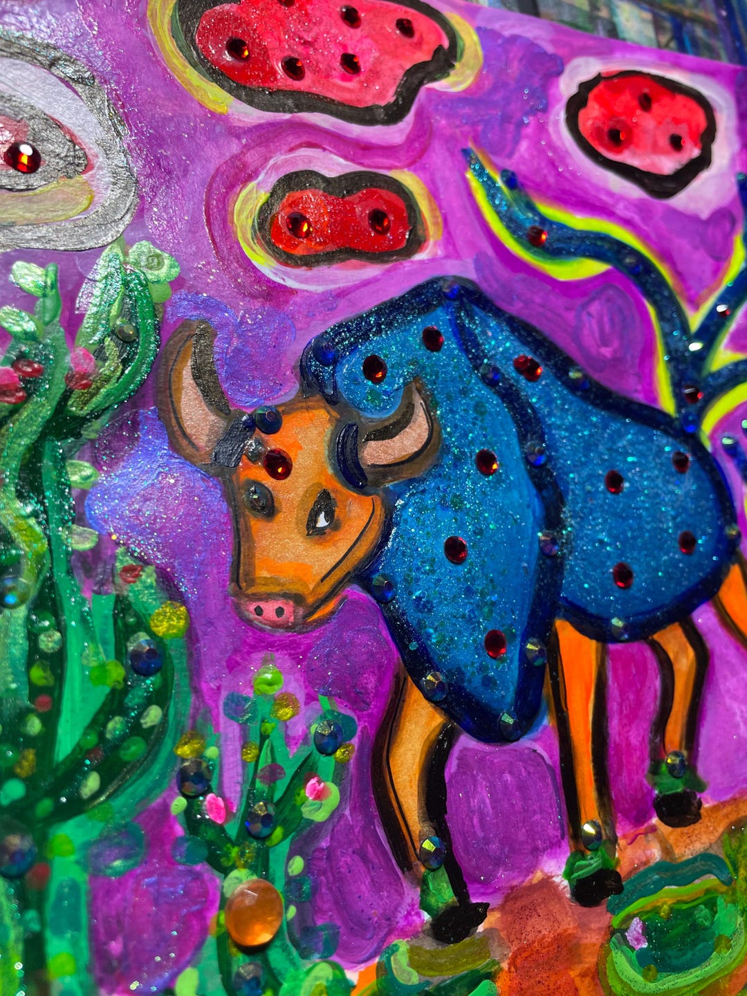 Anime Painting Bull Art: Desert Theme With Rhinestones - Etsy