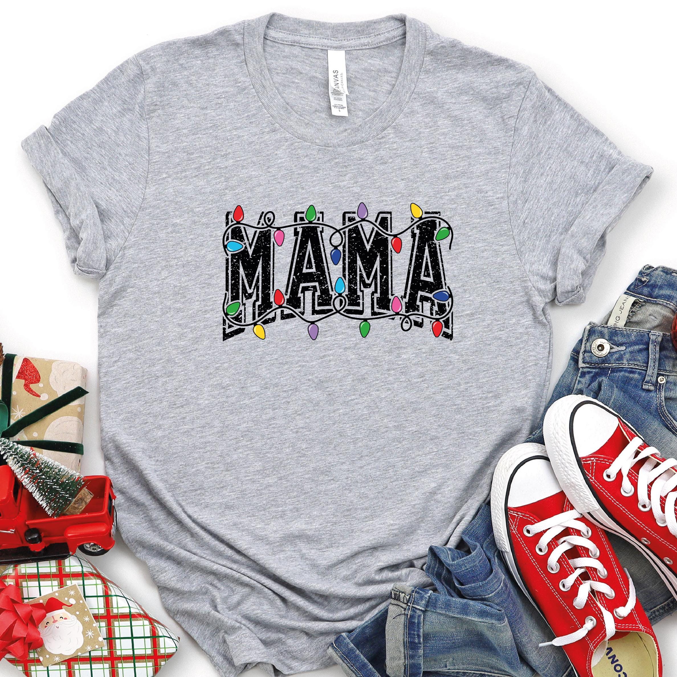 Mama Christmas Lights DTF Transfer: Ready to Press, Happy Christmas ...