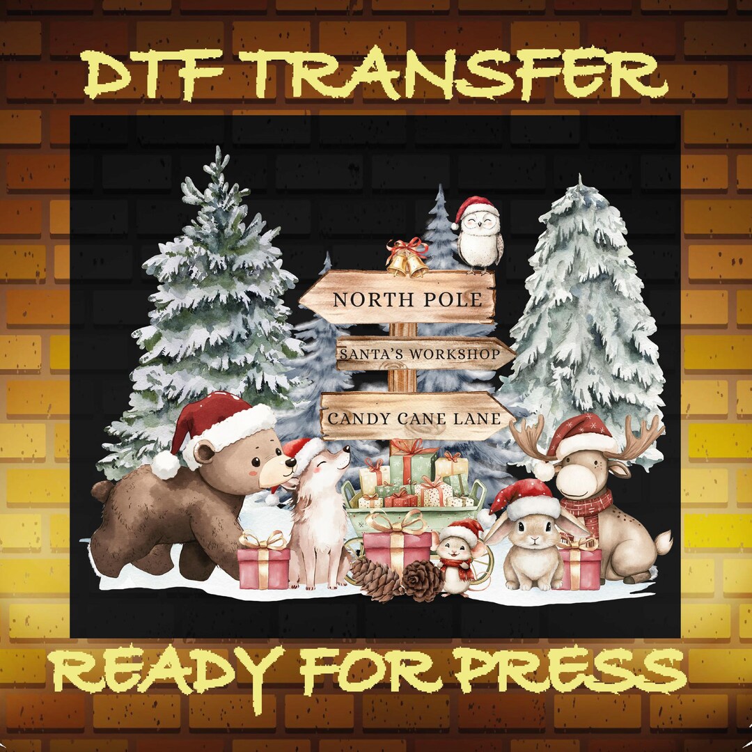 Christmas Ready to Press, North Pole-santa's Workshop-candy Cane Lane Dtf, Direct to Film, Heat ...
