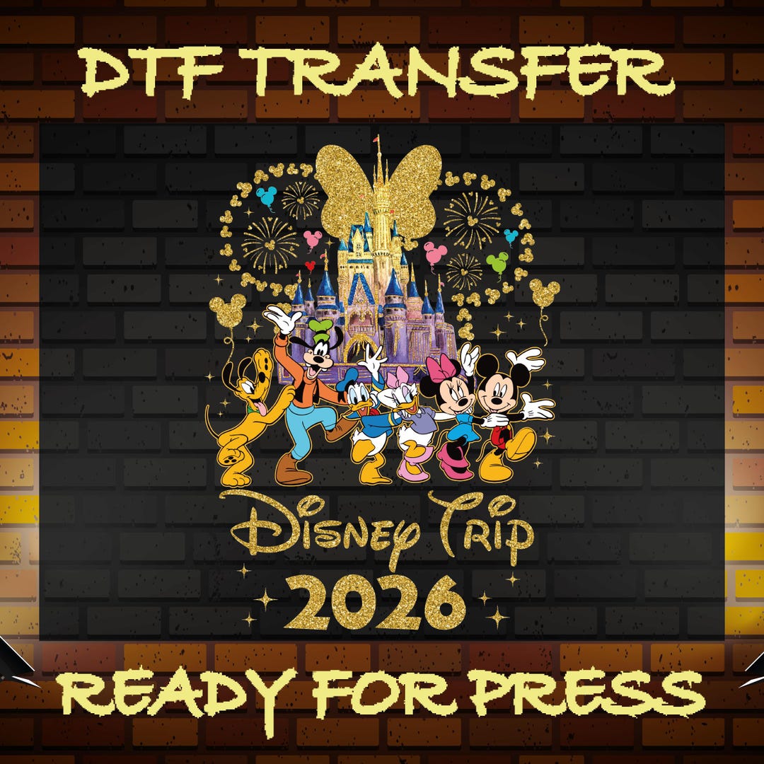 Disney Trip Minnie 2026, Disney 2026 Mickey and Friends Dtf, Glitter ...