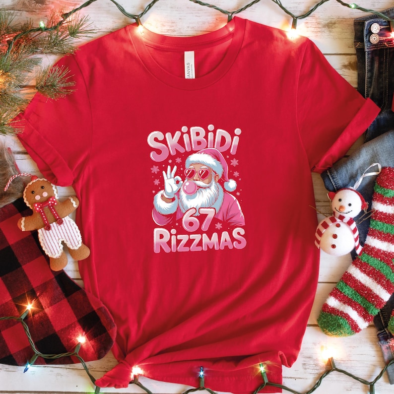 Skibidi 67 Rizzmas 2025 DTF Transfer: Pink Santa, Ready to Press, Happy ...