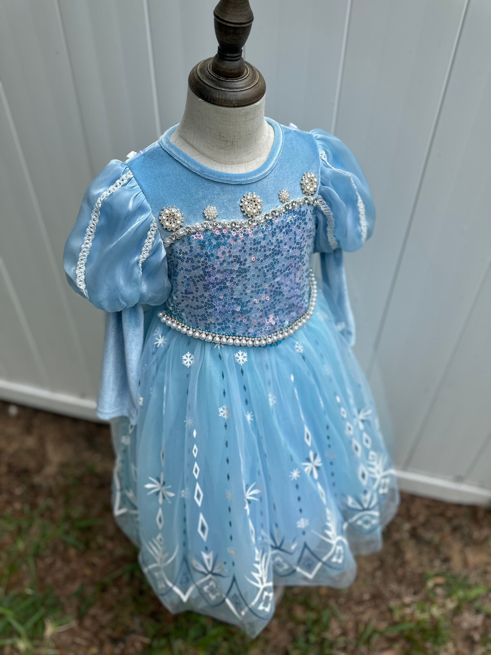Enchanting Blue Snow Queen Dress With Detachable Cape - Etsy