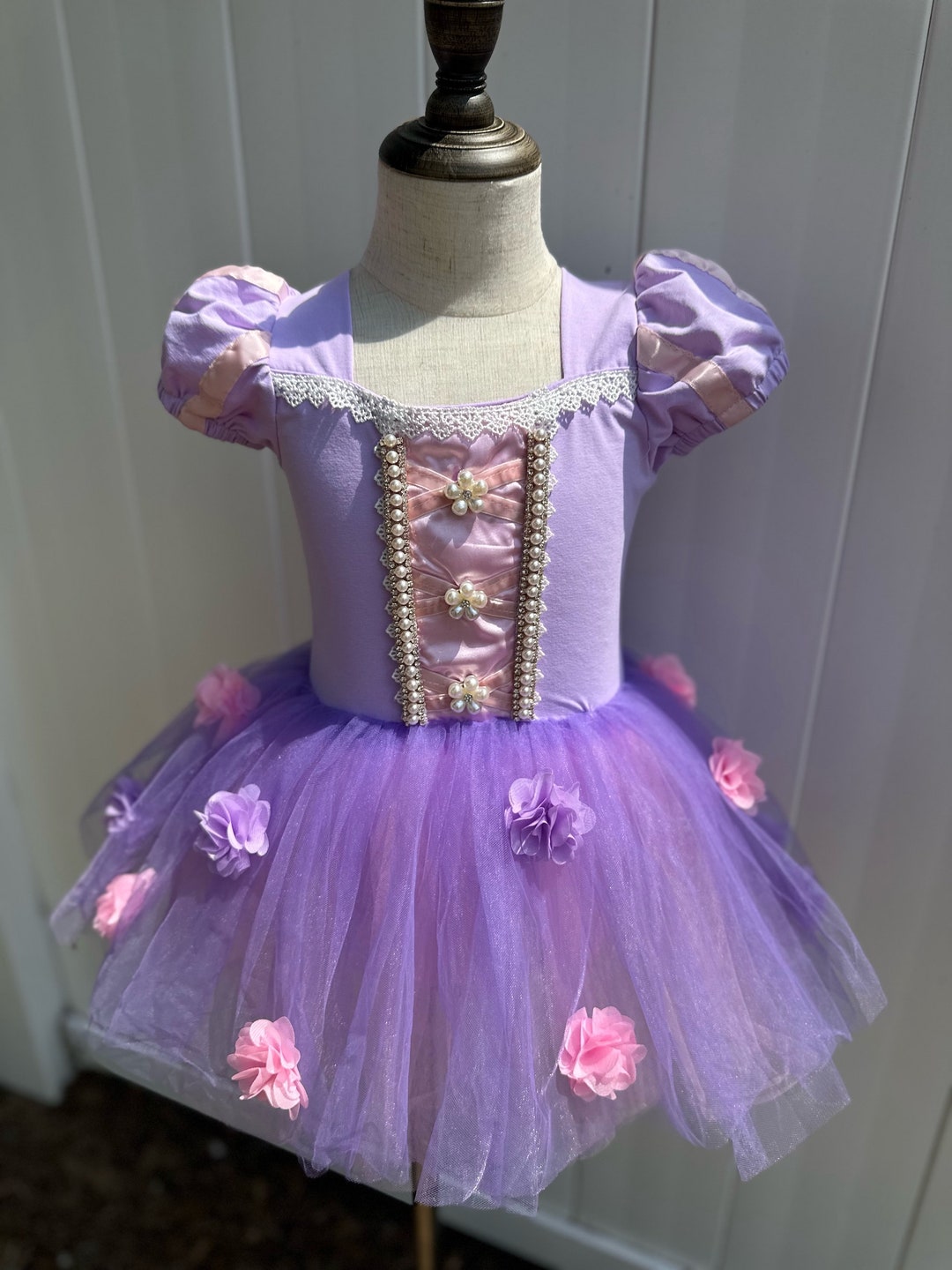 Enchanting Rapunzel-inspired Lilac Tutu Dress With Floral Appliqués and ...