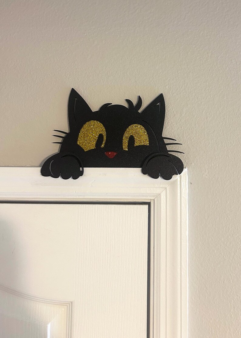 Door Topper, Cat Door Topper, Black Cat Decor, Over the Door Sign, Cat ...